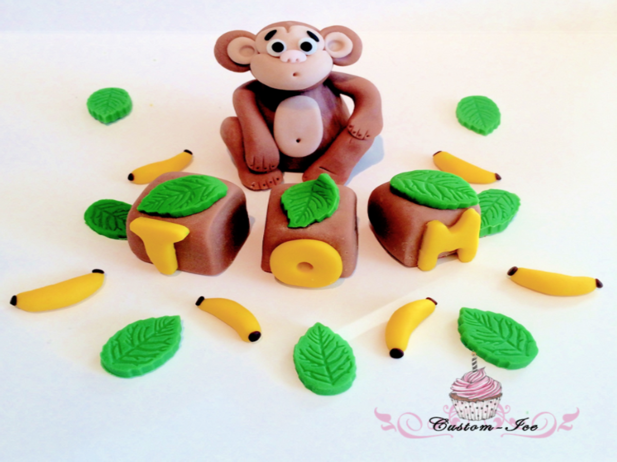 Edible Monkey Cake Topper name set Decoration
